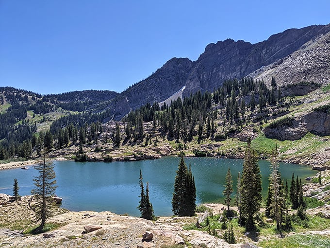 Nature's own infinity pool reflects mountain peaks like a mirror made of liquid sapphire dreams.