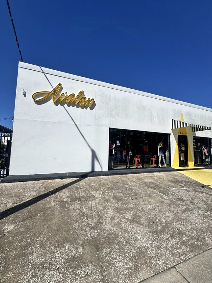 Avalon Exchange brings boutique vibes to the thrift world. That gold lettering isn't just for show&mdash;it hints at the treasures within.