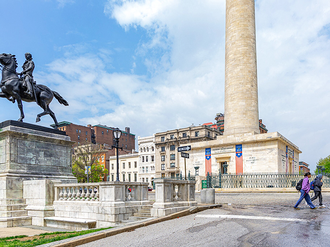Baltimore's Washington Monument stands proud, reminding us that history and affordability can share the same neighborhood.