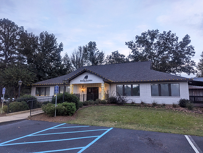 Understated elegance in brick and mortar - proof that great steaks don't need flashy packaging to shine.