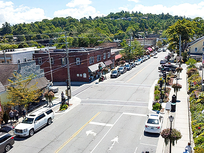 Mountain air and friendly faces await on streets like this, where browsing is an art form and stress melts away.