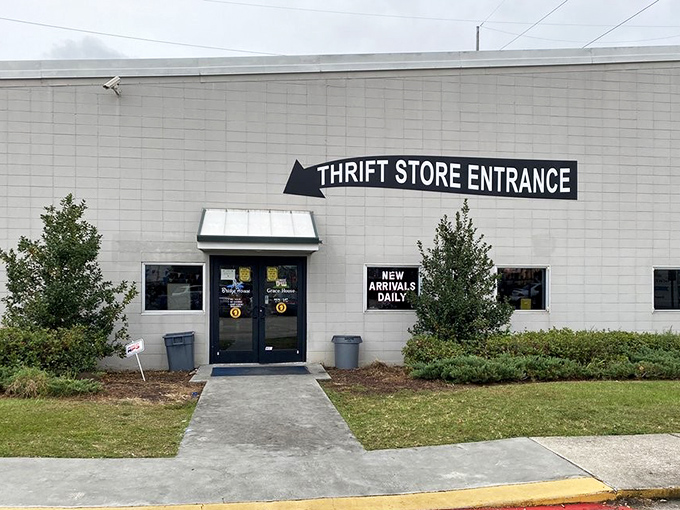 "Thrift Store Entrance" &ndash; three words that promise adventure to the dedicated bargain hunter. New arrivals daily? Count me in!