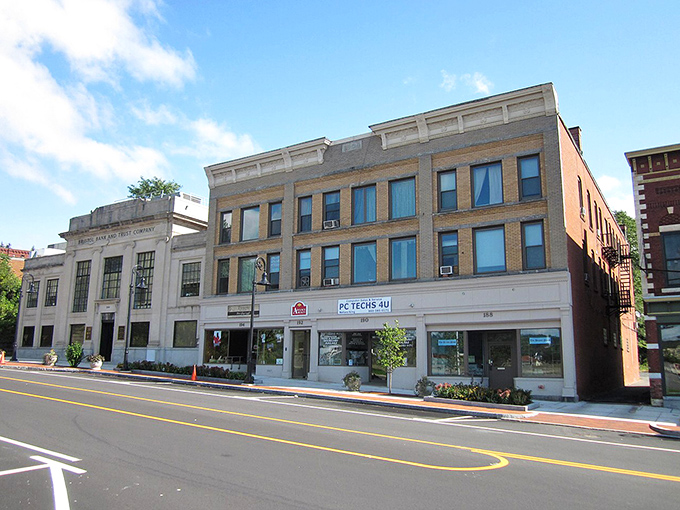 Downtown buildings mix old and new as comfortably as your favorite worn-in sneakers and fresh socks together.