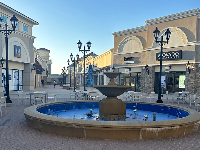 Fountain of youth? No, but this fountain at Charlotte Premium Outlets might rejuvenate your wardrobe while soothing shopping-weary feet.