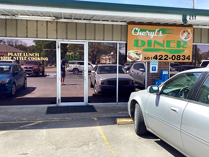 This classic diner exterior whispers promises of coffee strong enough to wake the dead and biscuits worth writing home about.
