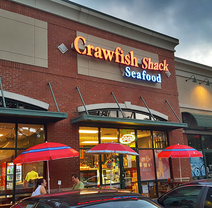 The bold red and blue lettering practically shouts "crawfish season!" from this Buford Highway treasure's storefront entrance.