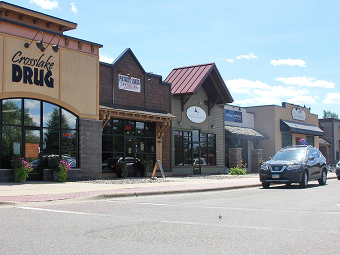 Crosslake's main street welcomes visitors with small-town charm and shops that promise treasures for lake lovers.