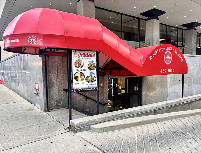 Danny's bright red awning stands out like a beacon for downtown sandwich seekers needing a proper lunch escape.