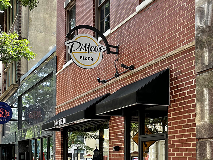 Brick meets modern style where downtown Wilmington's pizza dreams come beautifully to life.