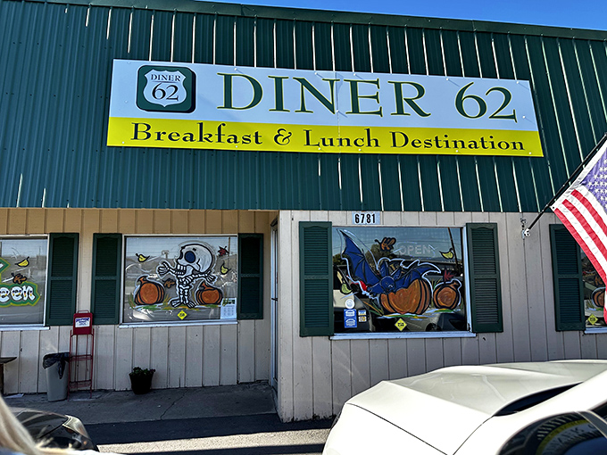 Diner 62's seasonal window art is just the appetizer. The main course is inside, where breakfast dreams come true all day long.