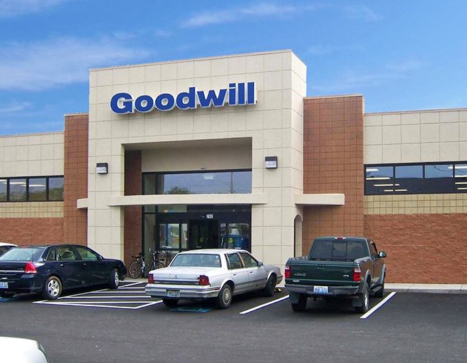 Goodwill's modern facade stands as a beacon of hope and bargains in Bowling Green's shopping landscape.