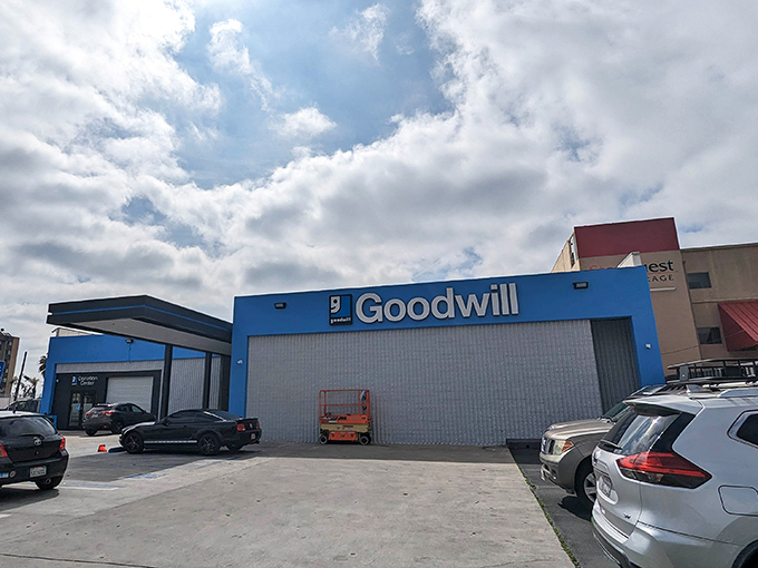 That classic blue Goodwill sign means business - this Los Angeles location promises serious thrift shopping in serious square footage.