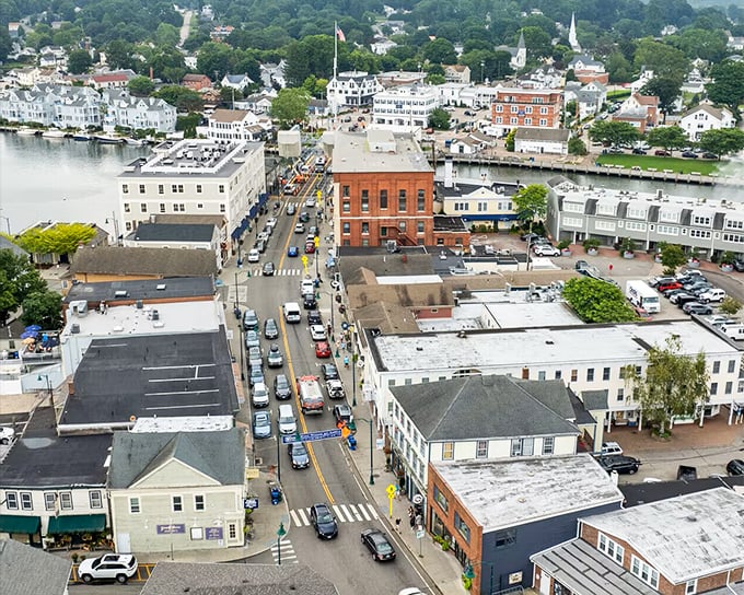 Waterfront downtown living where historic buildings meet the harbor and your retirement budget feels surprisingly comfortable.