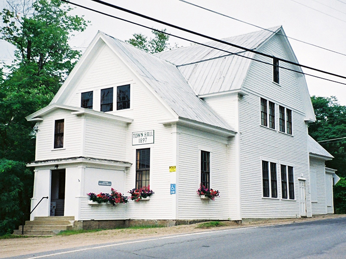 A glimpse into Jackson&rsquo;s past &mdash; the historic Town Hall, standing proudly since 1897, still echoing the charm of a timeless New England village.