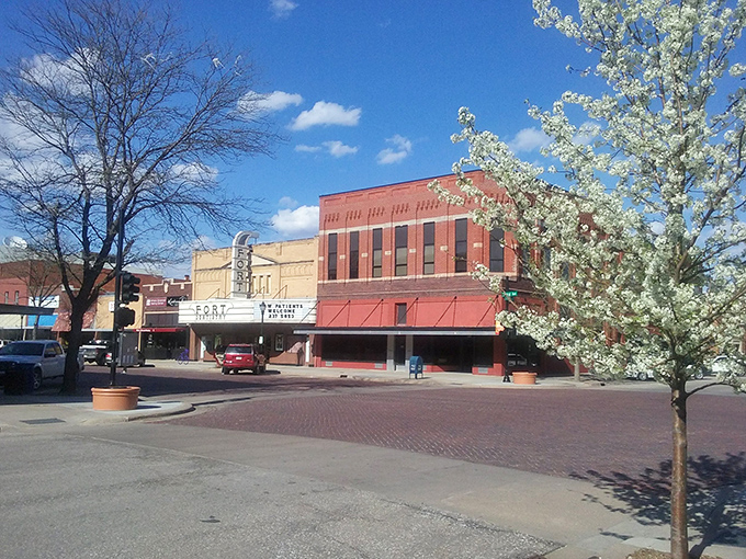 Lights, camera, Kearney! The FORT Theatre stands ready for its close-up against that impossibly blue Nebraska sky&mdash;Hollywood on the prairie.
