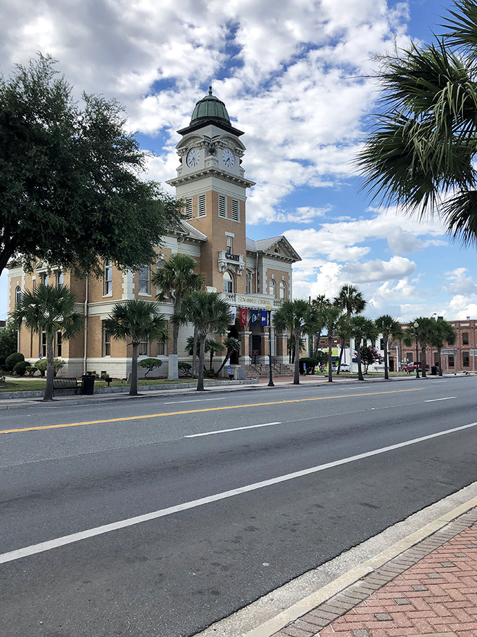 Live Oak's peaceful neighborhood offers tranquility at bargain prices. That building stretches toward affordable living and simpler pleasures.