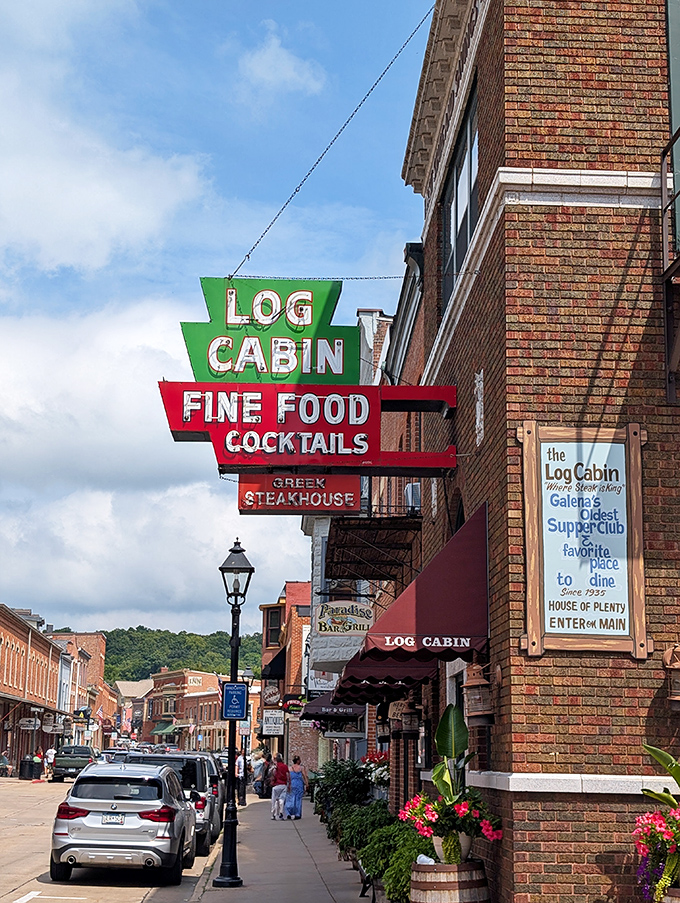 That classic neon sign has been calling hungry folks to Galena's Main Street for decades.