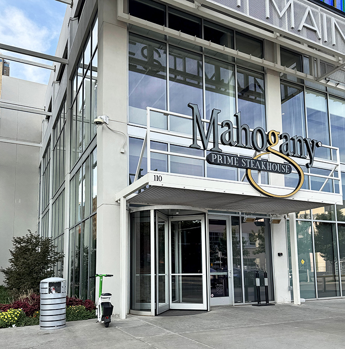 Downtown sophistication meets serious steakhouse credentials - Mahogany's sleek exterior promises culinary excellence within.