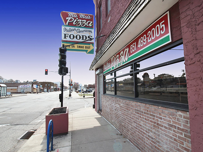 This unassuming pink brick building is the pizza equivalent of finding out your quiet neighbor used to be a rock star.