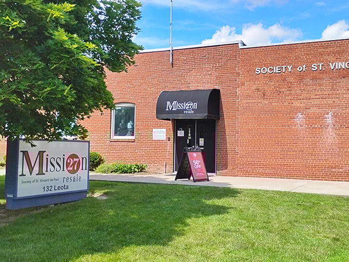 Mission 27's sleek black awning hints at the carefully curated treasures waiting inside this Indianapolis gem.