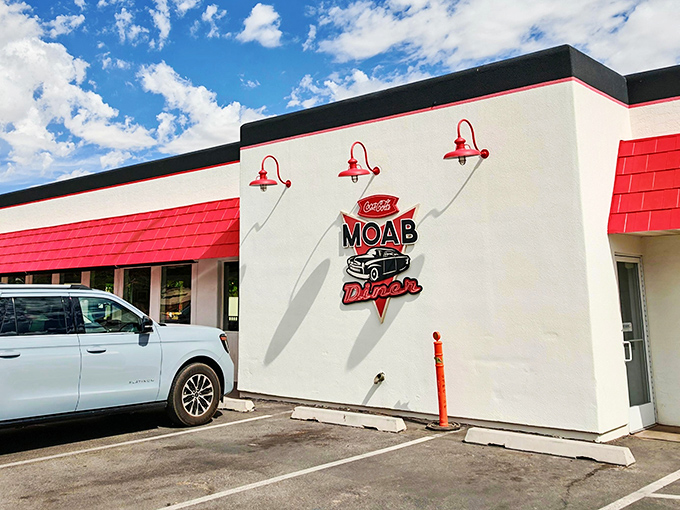 Classic red and white diner styling that screams "we've been perfecting comfort food since day one."