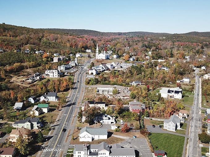 Monson's Main Street curves gently through town, where the pace of life matches the leisurely bend in the road.