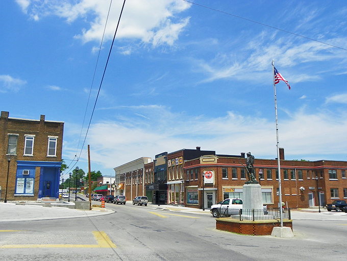 The downtown courthouse stands proud, anchoring a community where neighbors still wave from their affordable front porches.