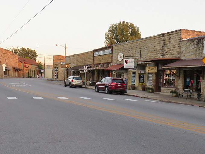 Mountain View's stone buildings blend into the Ozarks like they grew from the mountains themselves.