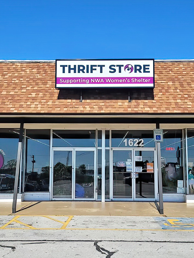 Clean lines and clear purpose define this storefront where your shopping dollars genuinely help people in need.