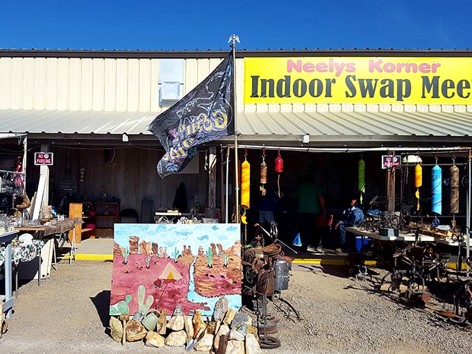 Desert art meets vintage charm at Neely's Korner! This Golden Valley gem displays its treasures outside like a proud grandmother showing off family photos.