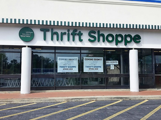 Coming soon signs build anticipation like Christmas morning - new thrift adventures await inside. 