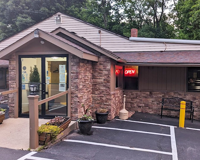 Oak Park Tavern's stone facade and simple entrance say it all: no fuss, just great food waiting inside.