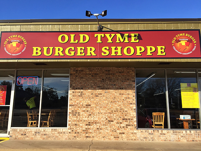 Old Tyme Burger Shoppe's bold red and yellow sign promises no-nonsense burger perfection. Sometimes the classics need no improvement!