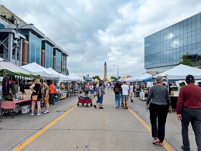 Modern Aksarben Village provides the perfect backdrop for Omaha's premier farmers market and treasure hunting destination.