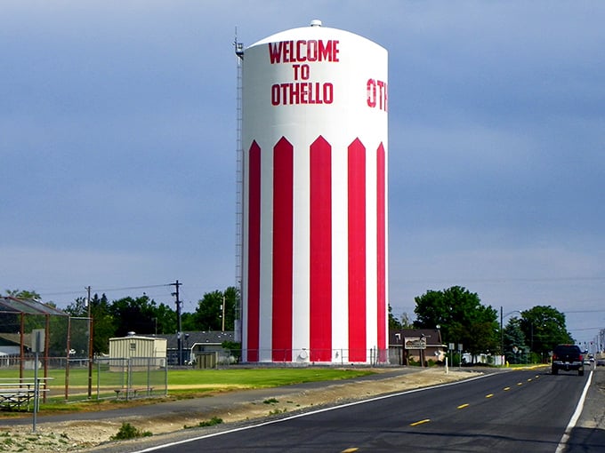 Othello's welcoming water tower stands like a friendly giant, greeting visitors to a town where prices stay grounded.