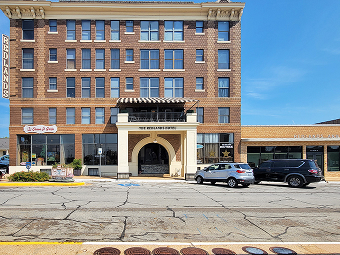 The Redlands Hotel stands as Palestine's grand dame, a brick beauty that's seen generations of Texans come and go through its welcoming doors.