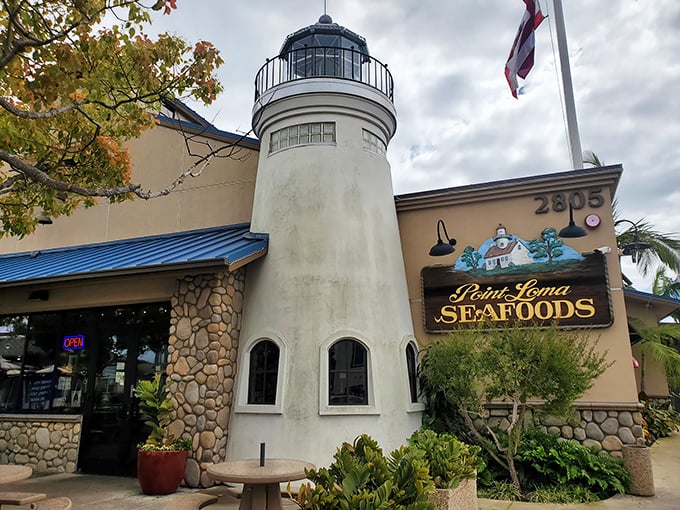 Point Loma's lighthouse isn't the only beacon here - this seafood spot guides hungry souls to perfection.