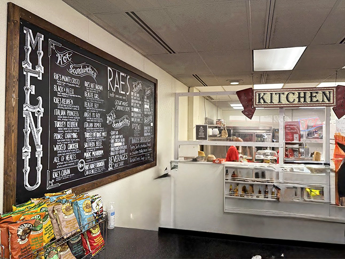 Rae's impressive menu board showcases their sandwich mastery. So many choices, so little stomach space!