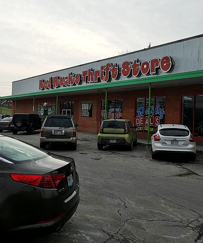 Red Racks' no-nonsense exterior hides a wonderland of treasures. It's like your eccentric aunt's attic, but organized!