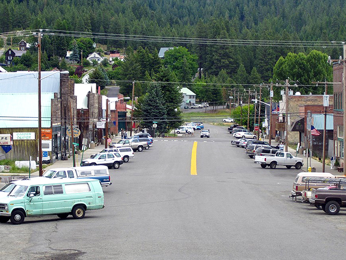 Mountain town authenticity shines through every weathered building and tree-lined street in this cozy community.