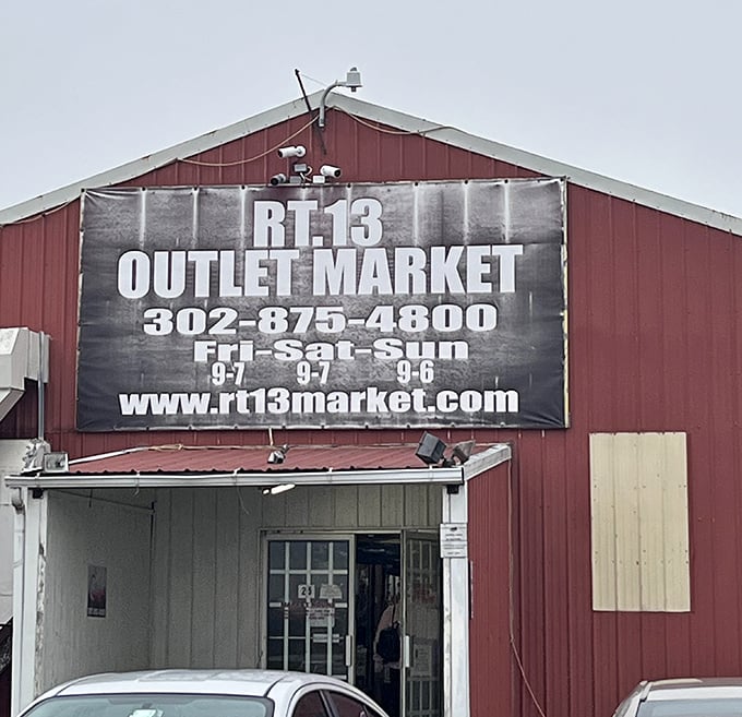 Route 13 Market's bold red barn facade stands like a beacon for bargain hunters cruising down Delaware's busy highway.