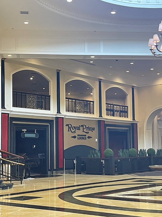 Royal Prime's elegant interior feels like dining in a modern palace where every guest is treated like visiting royalty.