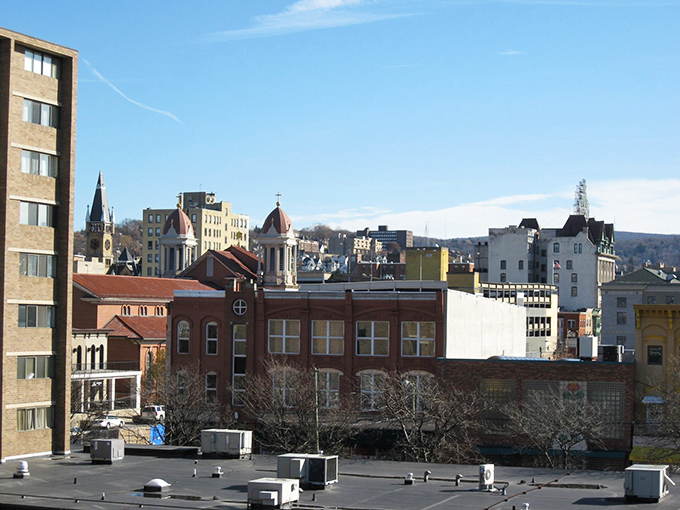 Scranton's skyline rises from rolling hills, a testament to Pennsylvania's enduring industrial heritage and character.