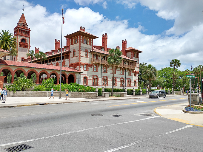 Flagler's masterpiece stands guard like a Spanish castle that decided St. Augustine needed more architectural drama.