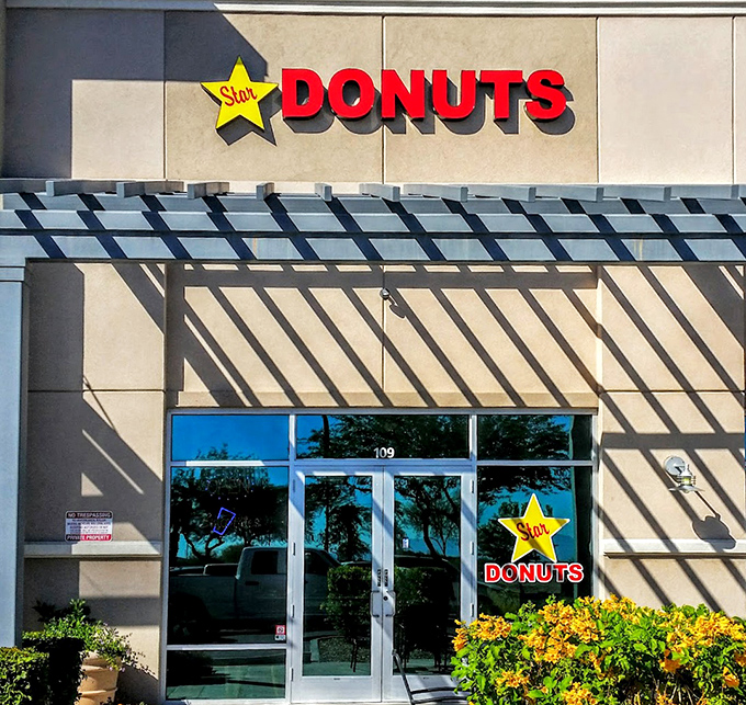 Star Donuts shines bright in Surprise with its distinctive yellow logo. A stellar spot for old-fashioned goodness done right.