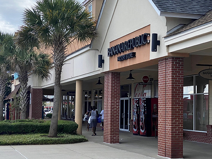 Banana Republic's storefront promises sophisticated finds at prices that won't require a second mortgage payment.