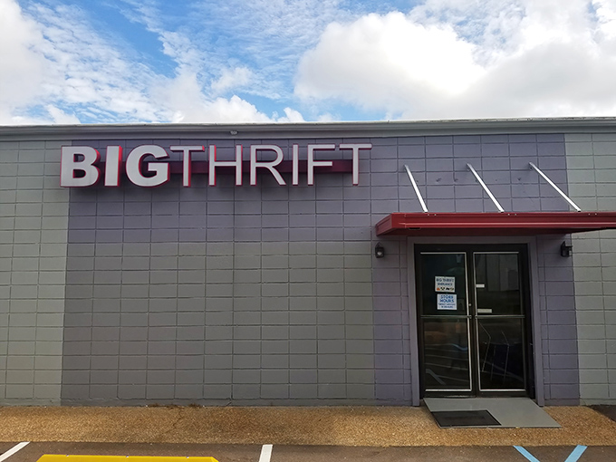 BIG THRIFT indeed! This no-frills exterior is the speakeasy door to bargain paradise. The password? Curiosity.