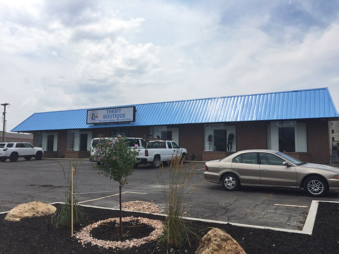 Red neon signs guide thrift hunters home like a beacon - because everyone deserves quality secondhand finds at incredible prices.
