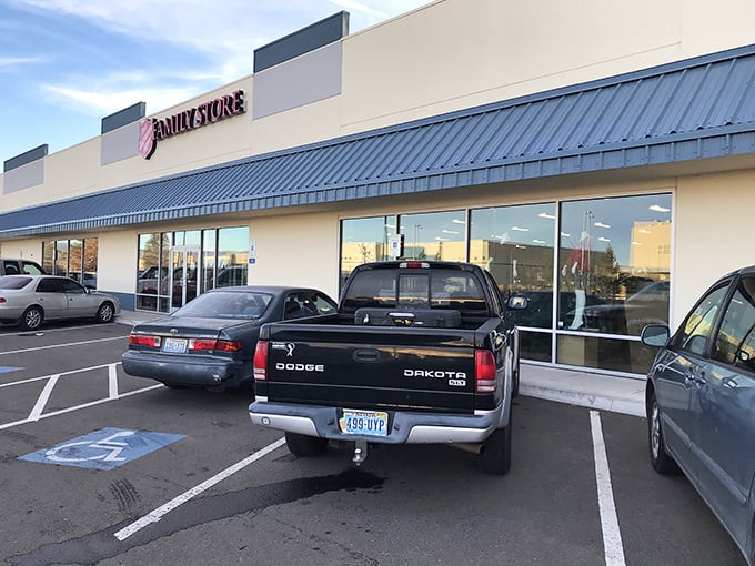 The Salvation Army Family Store's modest exterior belies the wonderland of bargains within. Like a poker face hiding a royal flush.
