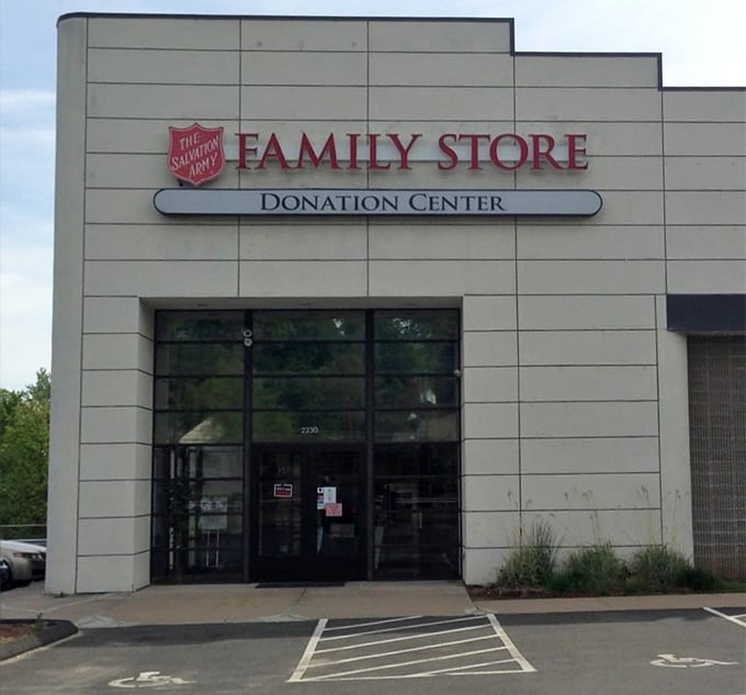 The Salvation Army's iconic shield welcomes you to a world where shopping and good deeds go hand in hand.